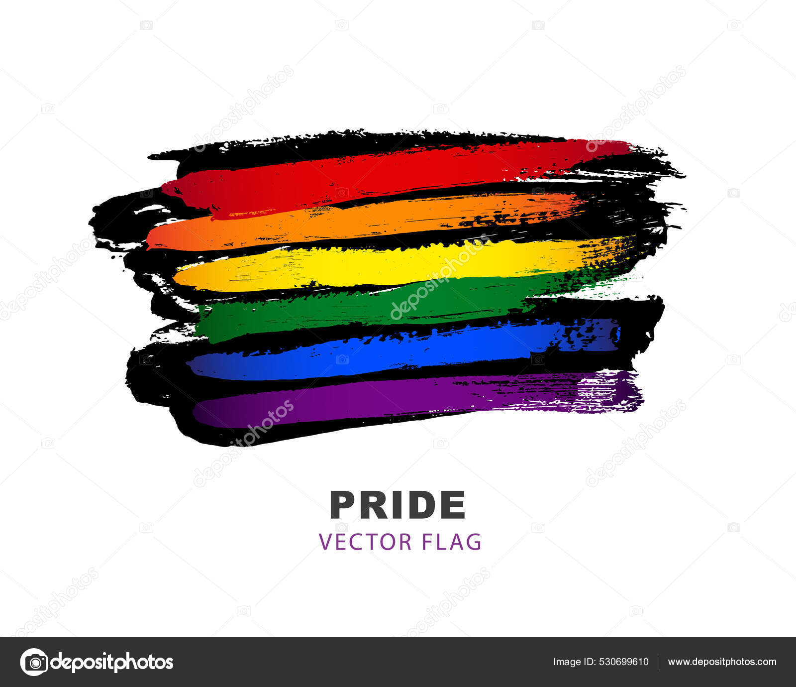 Lgbt Flag Hand Drawn Colored Brush Strokes Vector Illustration Isolated
