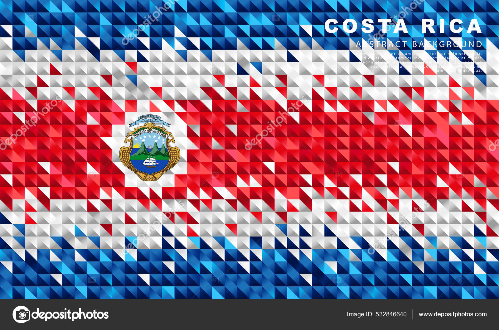 Costa Rica Flag Abstract Background Small Triangles Form Colorful Blue ...