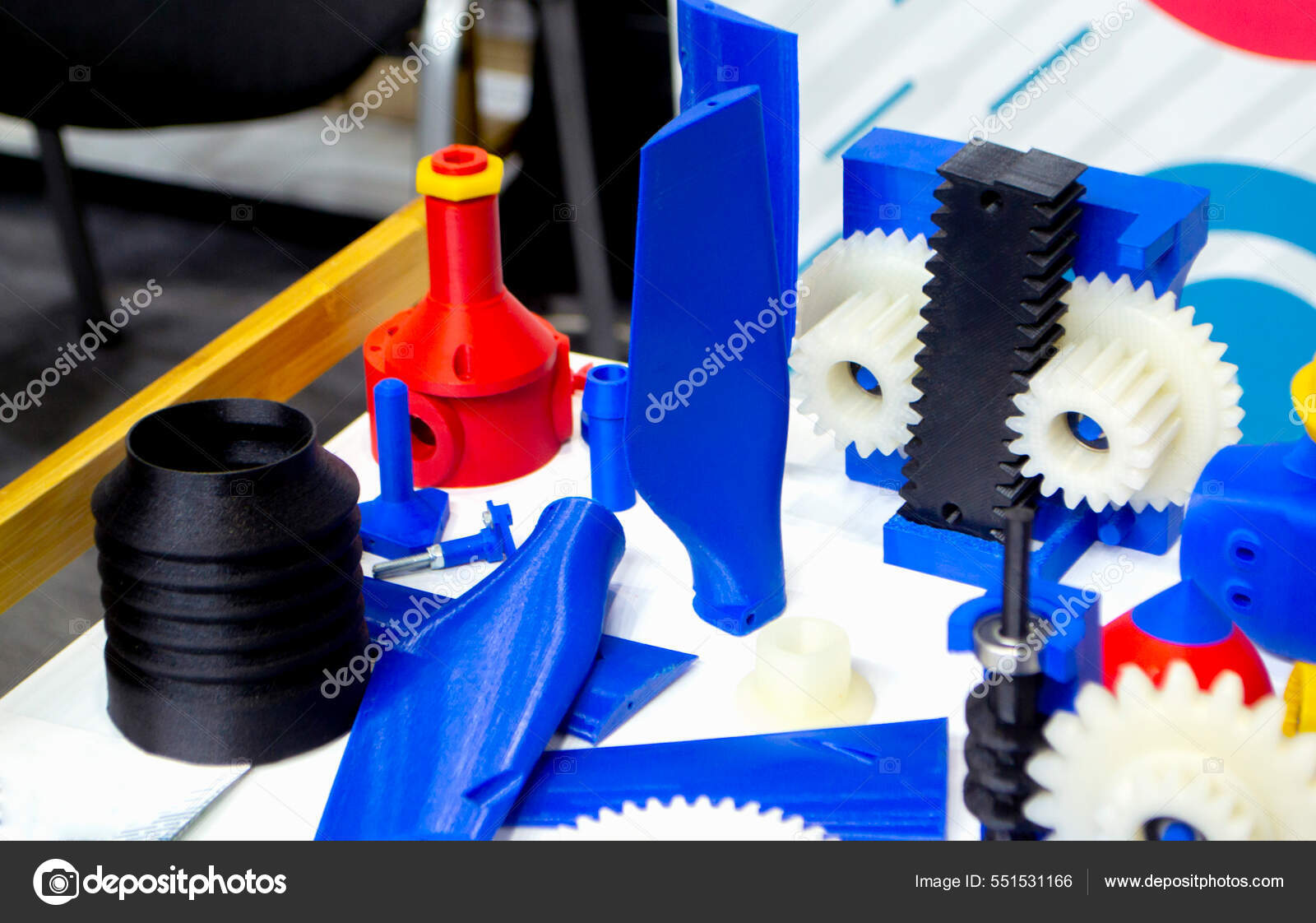 Objects printed on 3D printer from plastic close-up. New 3D printing ...
