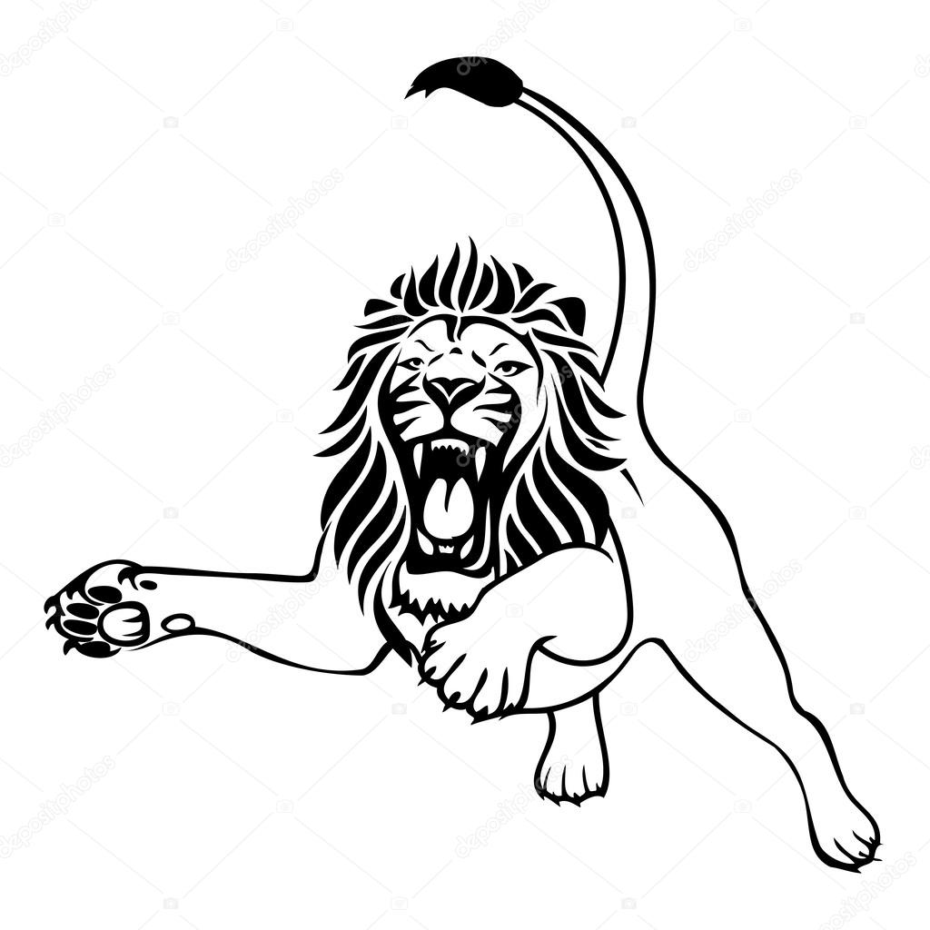 Fierce Lion Black And White
