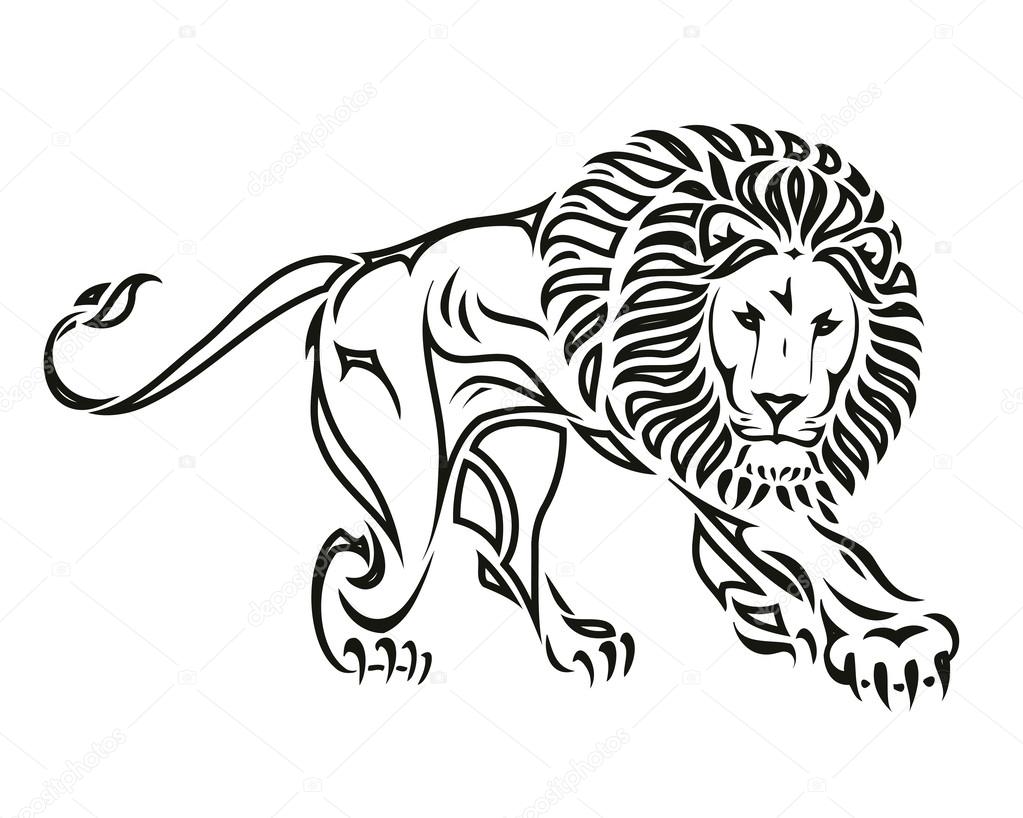 Isolated tribal lion tattoo — Stock Vector © I.Petrovic #46232271
