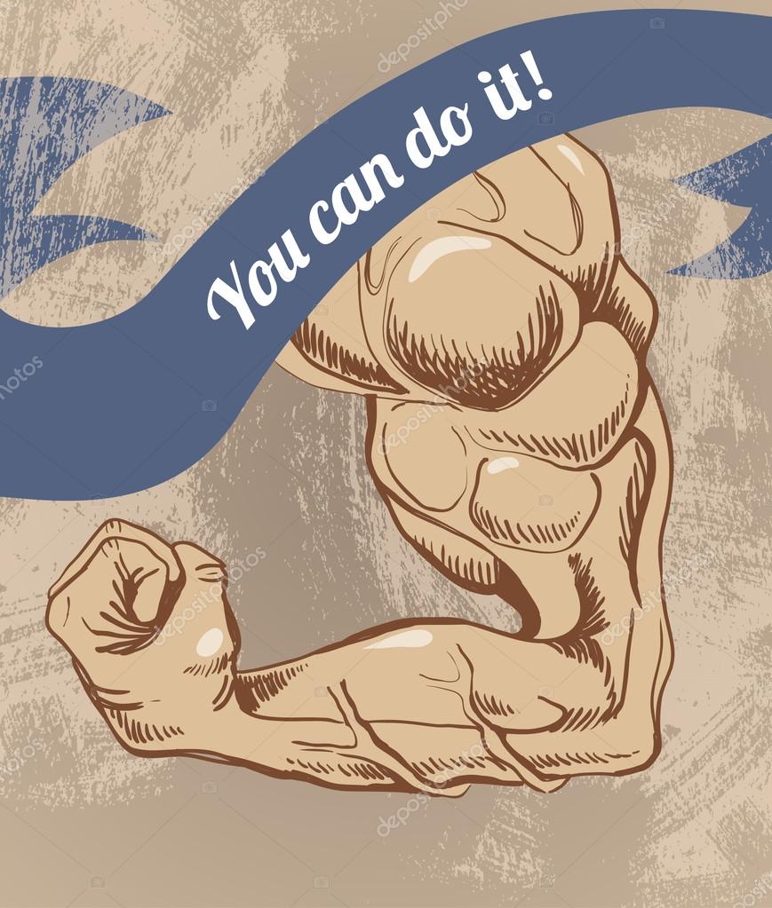 You can do it! Man's arm muscles — Stock Vector © olgamoopsi #46210091