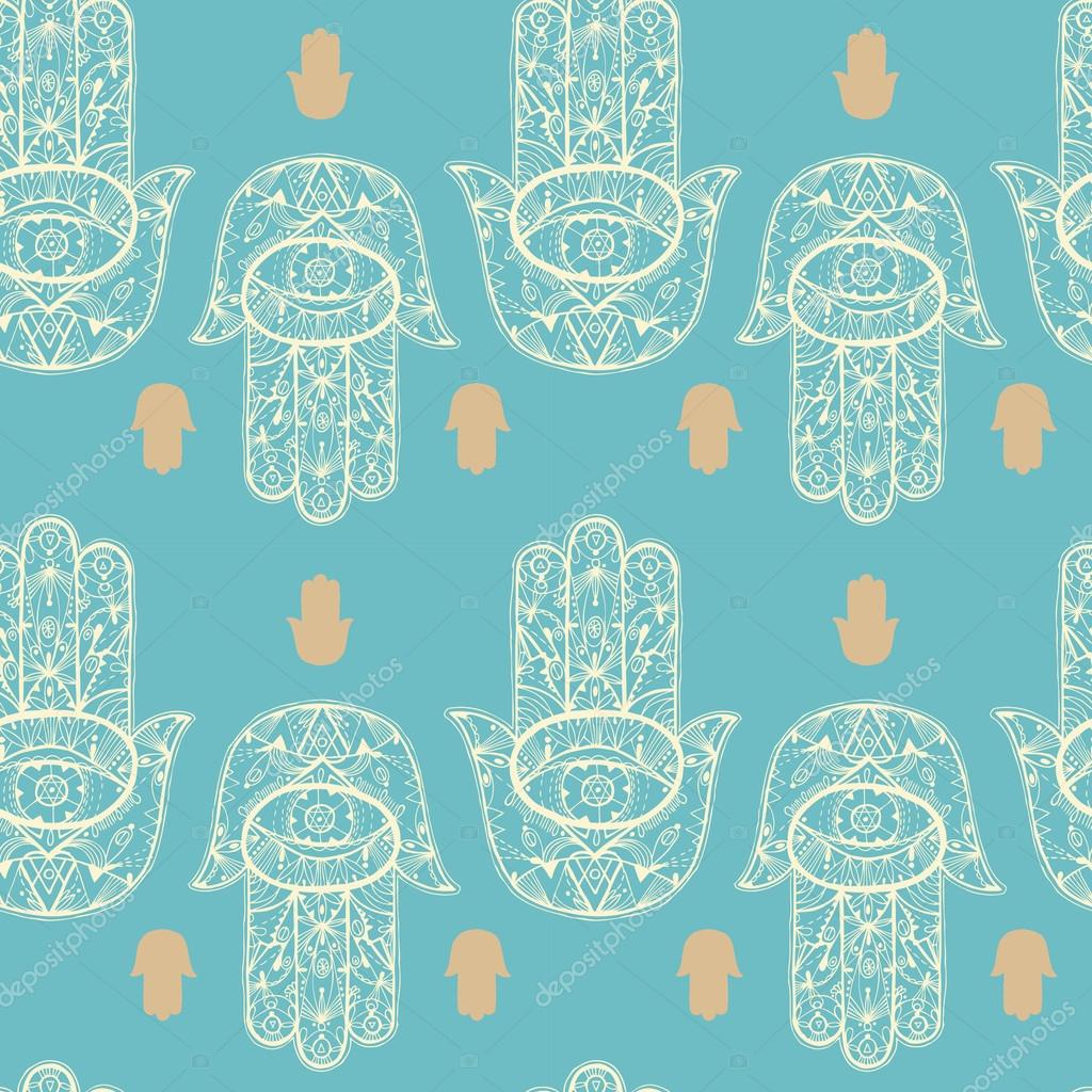 Hamsa hand seamless pattern. Stock Vector by ©olgamoopsi 46211145