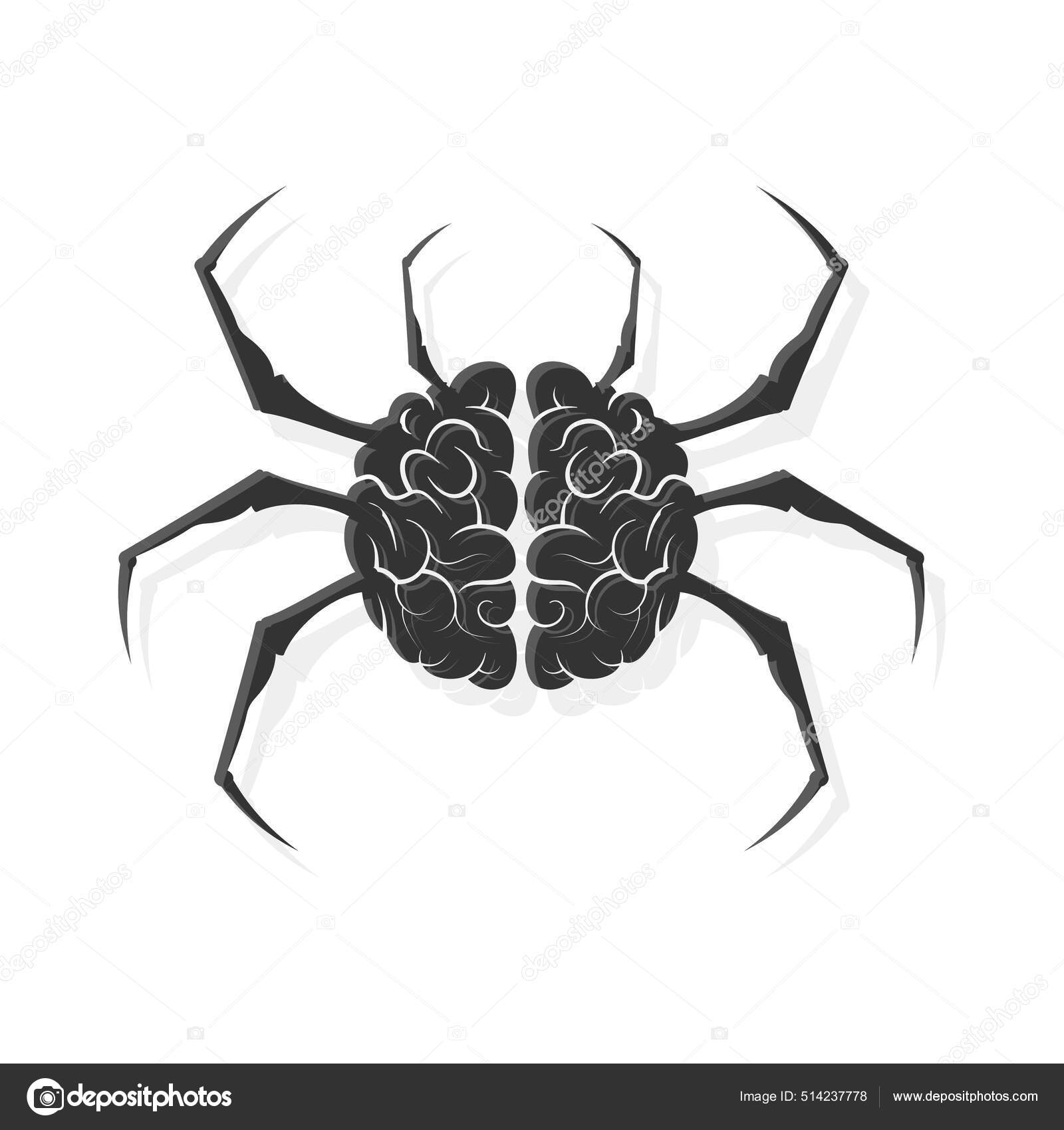 Human Brain Spider Legs Arachnophobia Concept Flat Style Illustration ...