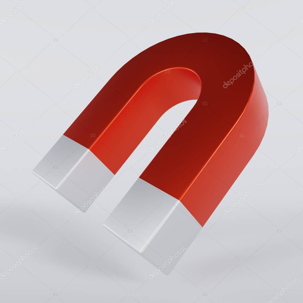 Imán rojo de herradura sobre fondo blanco. Aislado. Ilustración de ...