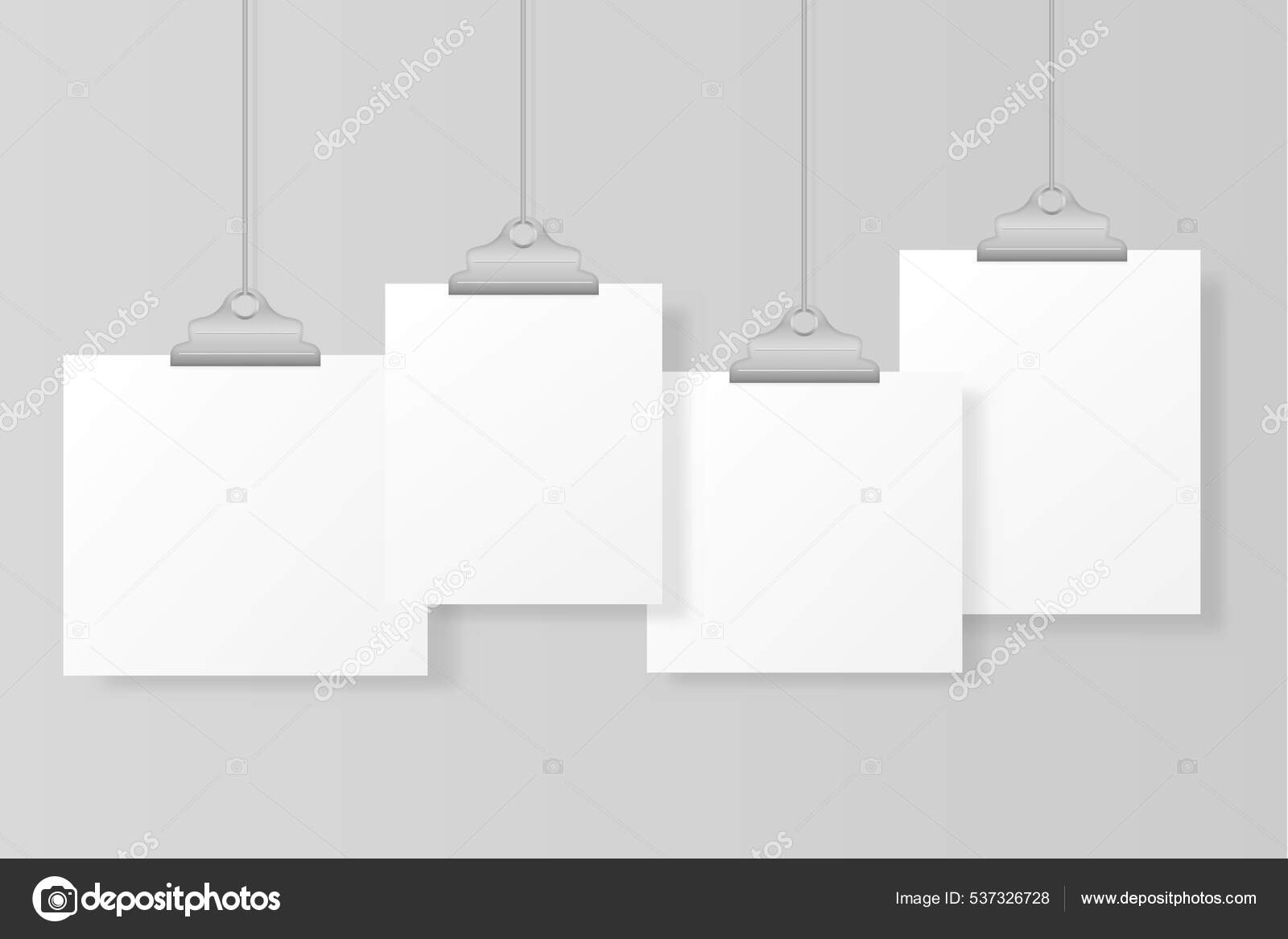 Realista cartel blanco colgando, foto set. Vector de stock por ...