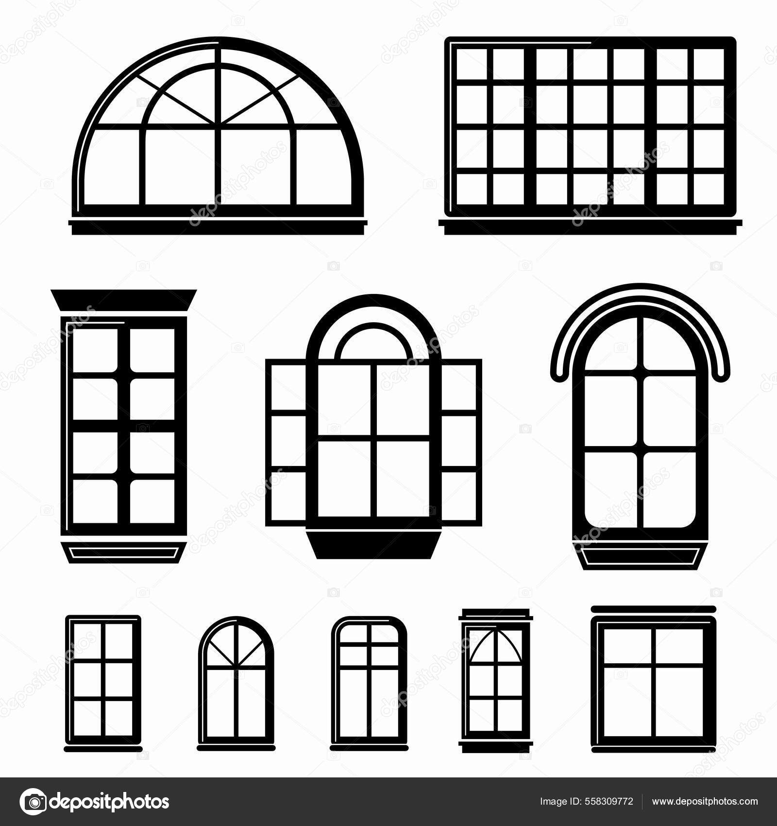 French, arch and round architecture window frames. Stock Vector by ...