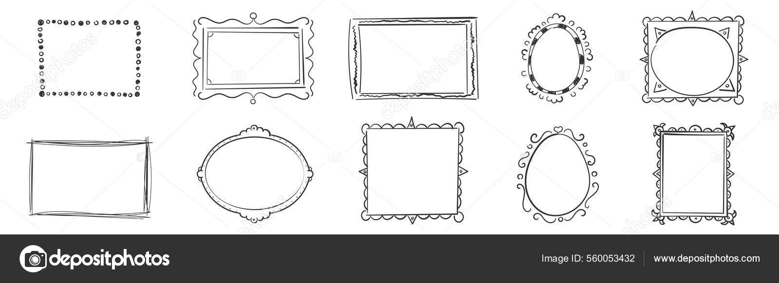 Frames borders sketched doodle in hand drawn style Stock Vector Image ...