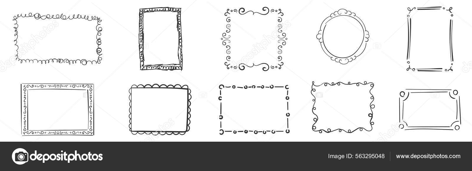 Frames borders sketched doodle in hand drawn style Stock Vector by ...