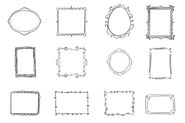 Hand drawn frames, square borders, scribble doodle Stock Vector by ...