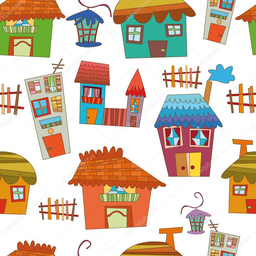 Seamless pattern of cartoon houses. Stock Vector Image by ©ovocheva ...