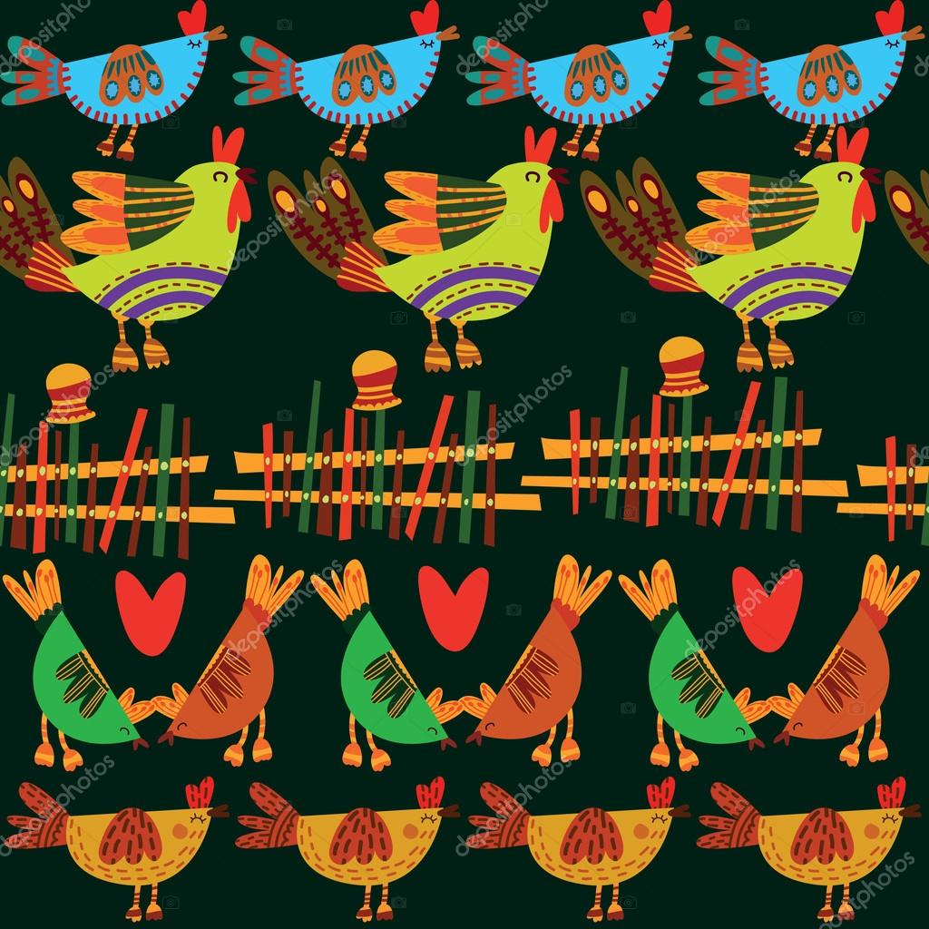 Seamless pattern with cute chickens. Stock Vector Image by ©ovocheva ...
