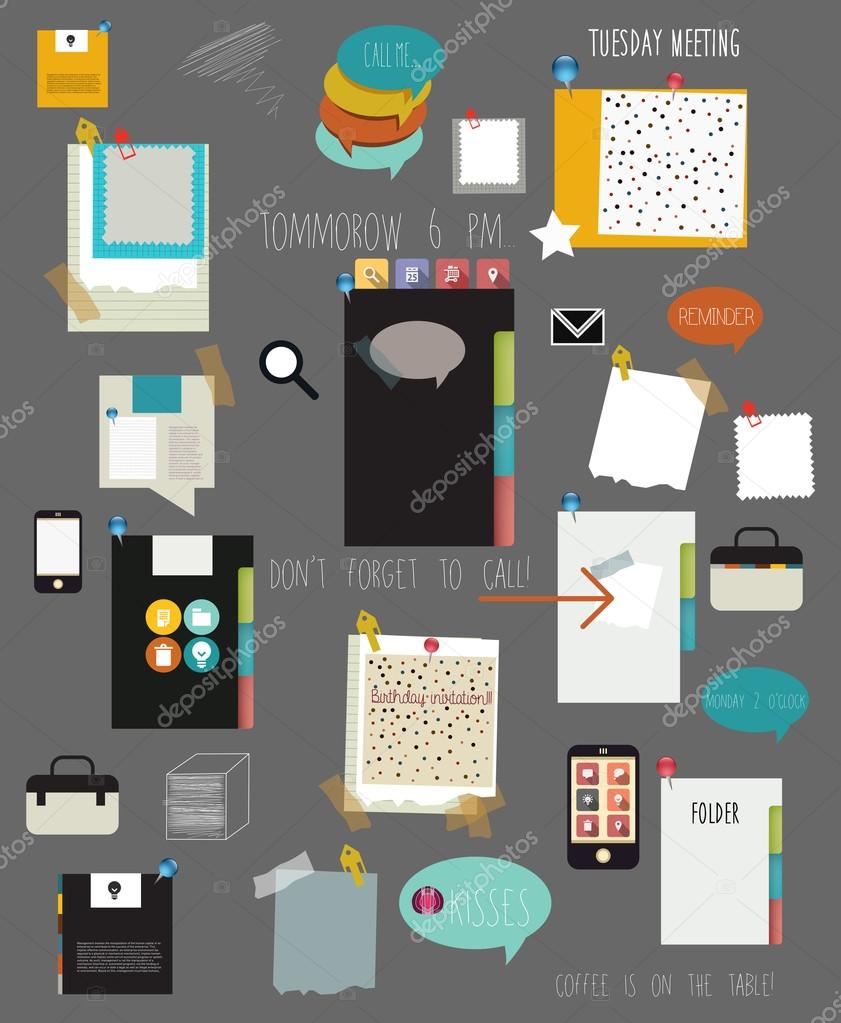 Concept design illustration of reminder wall Stock Vector by ©Annieta ...
