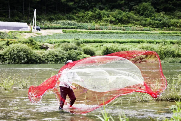 Fisherman puts fishing nets - Stock Image - Everypixel