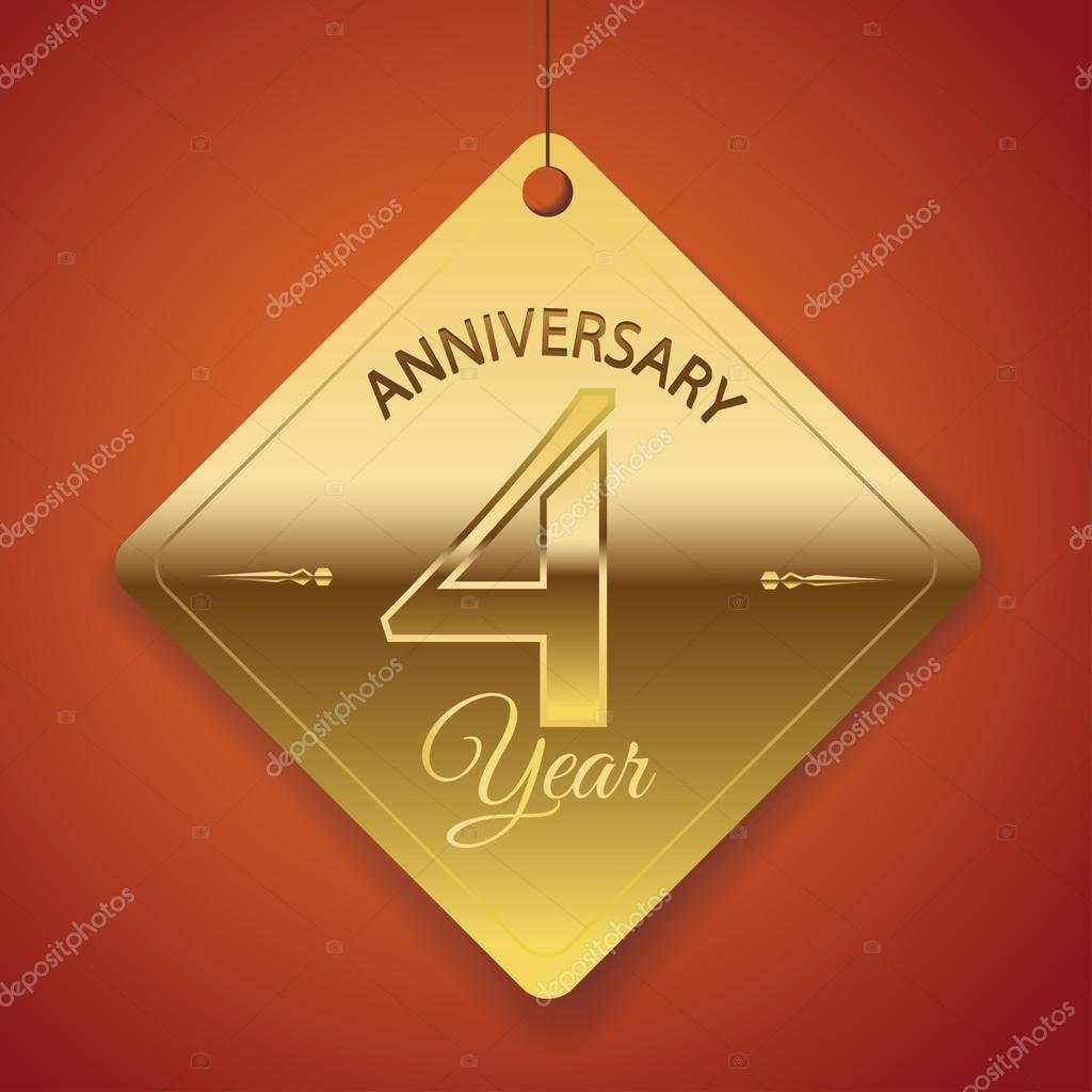 4 Years Anniversary poster , template, tag design Vector — Stock Vector ...