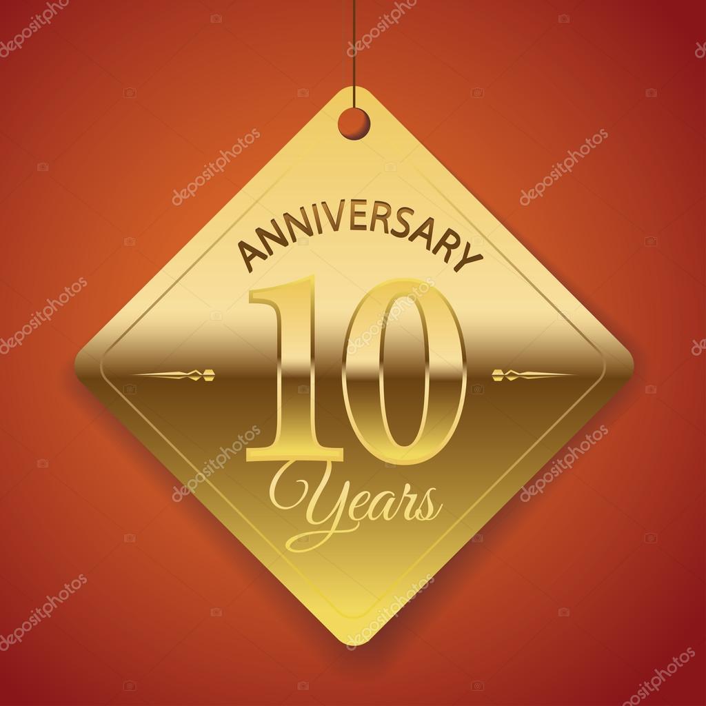 10 Años Aniversario cartel, plantilla, tag design Vector 2022