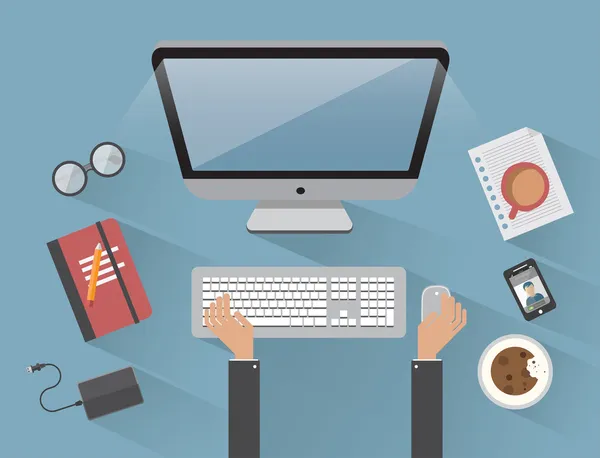 ᐈ Man on computer stock vectors, Royalty Free typing on computer ...