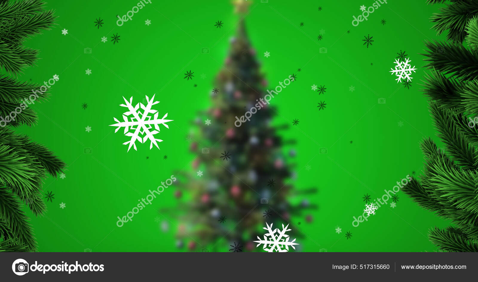 Image Falling Snowflakes Christmas Tree Christmas Tradition Celebration ...