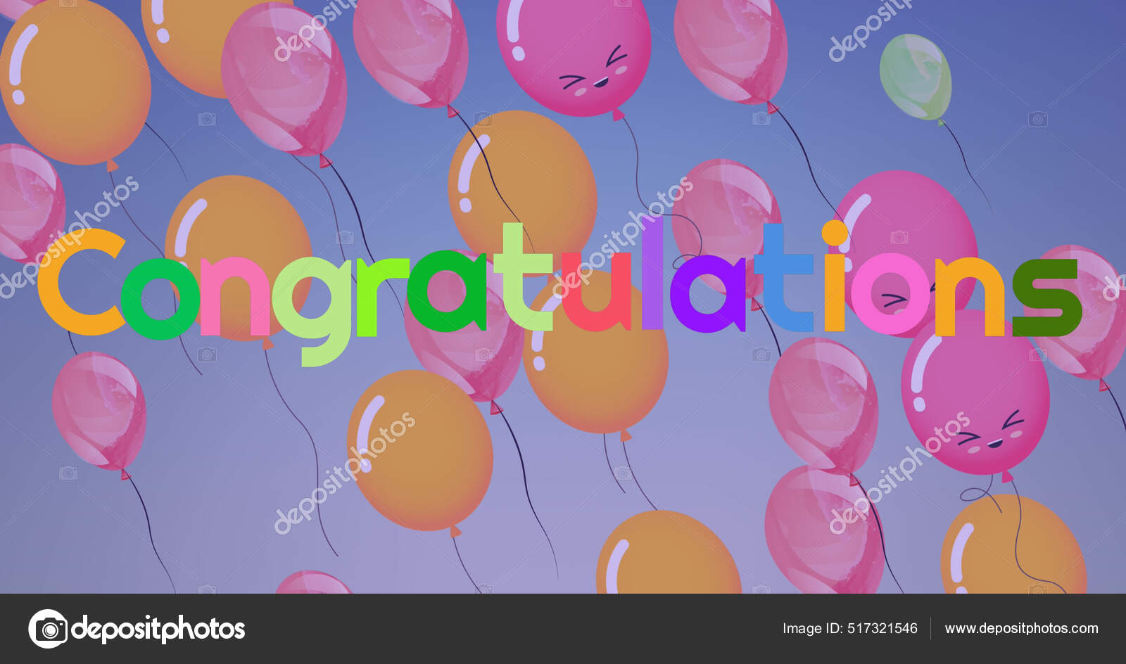 Image Floating Colorful Balloons Congratulations Blue Background ...