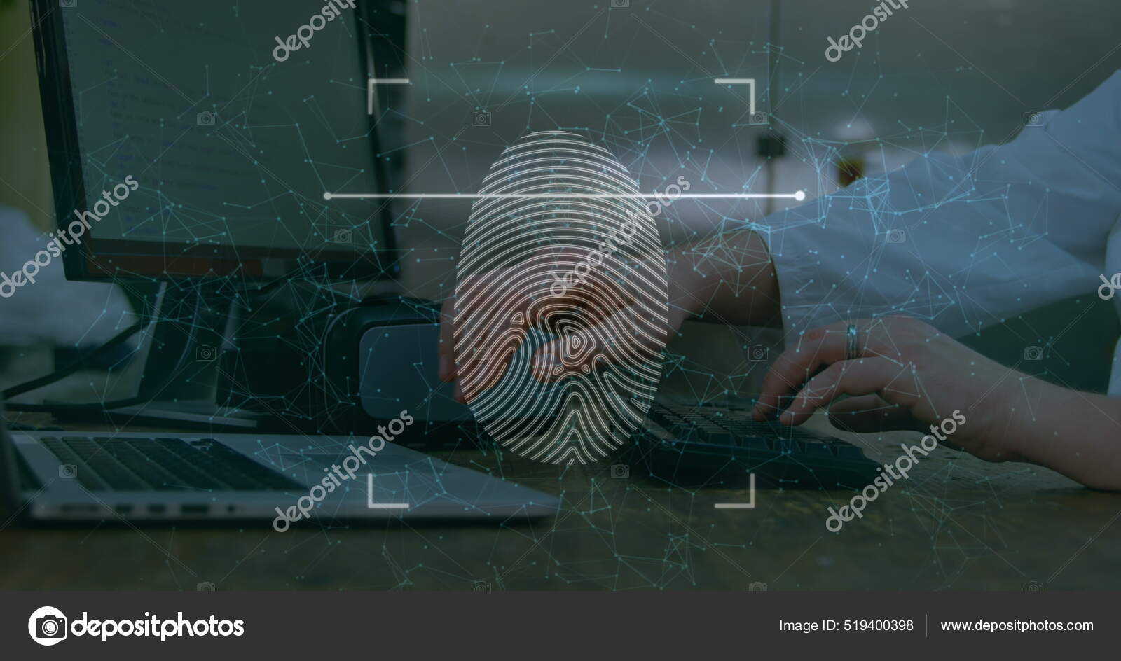 Image Digital Interface Biometric Fingerprint Scanning Woman Using ...