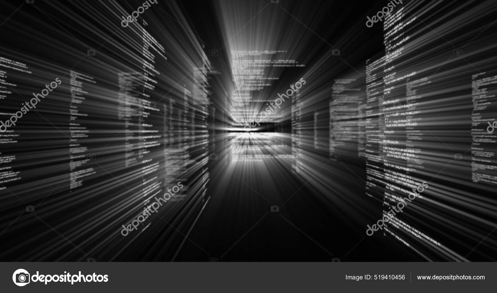 Bild Databehandling Och Digital Information Som Flödar Genom Nätverk ...