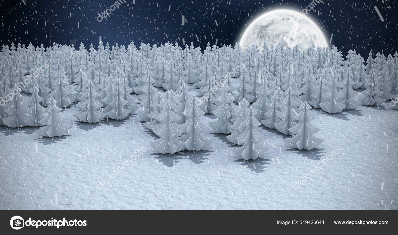 Snow Falling On Trees Night