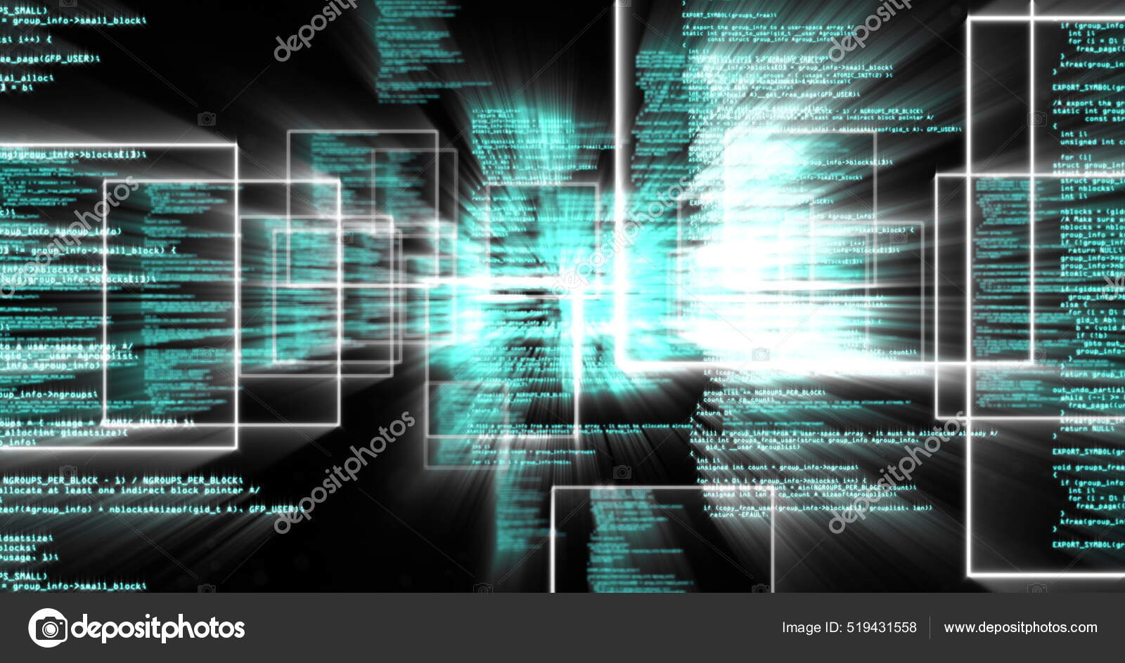Image Data Processing Digital Information Flowing Network Interactive Screens Black — Stock ...