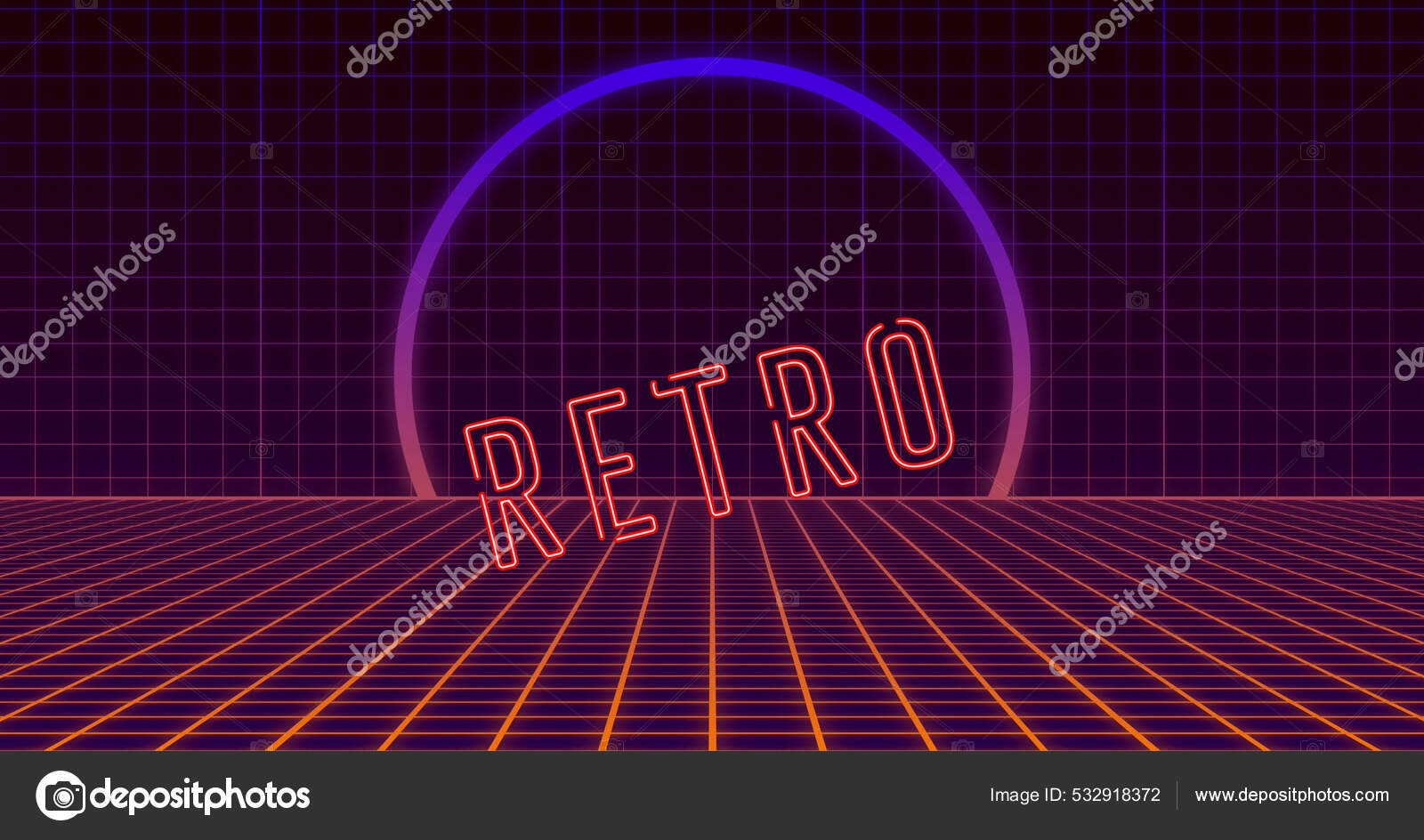 Image Moving Retro Text Neon Letters Neon Circle Grid Vintage — Stock ...