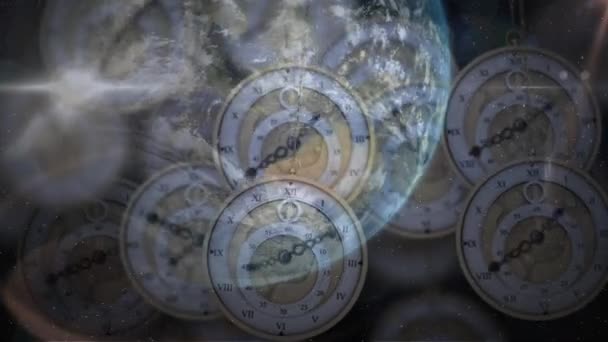 Animation Planet Earth Solar System Space Clocks Ticking Global Space ...