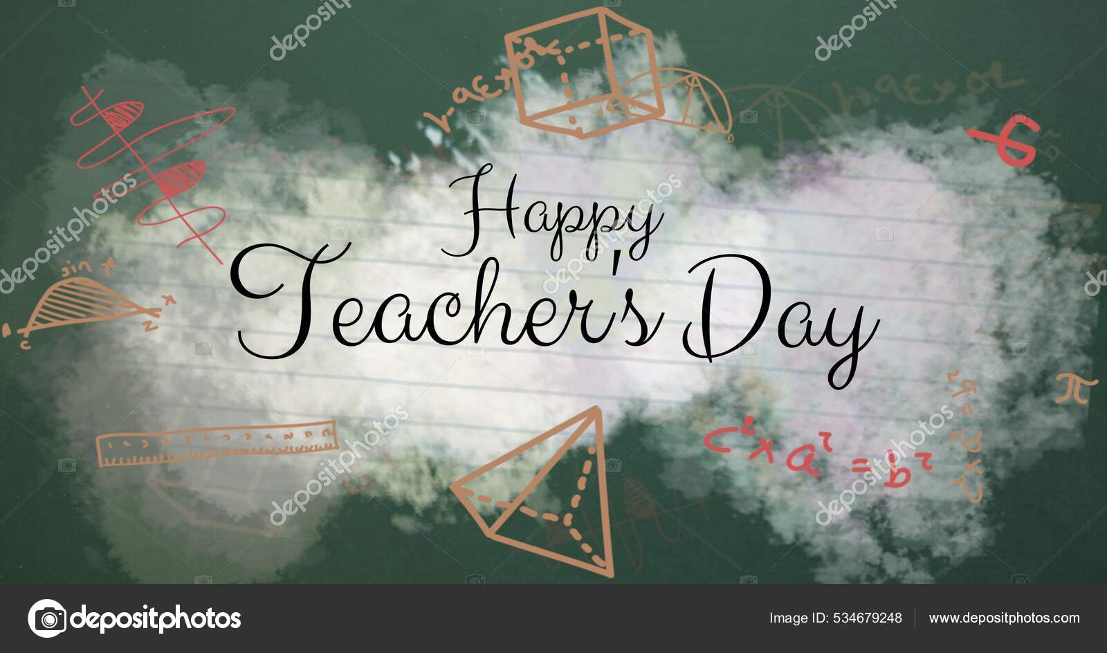 Composite Image Happy Teacher's Day Text Mathematics Diagrams Smoke ...