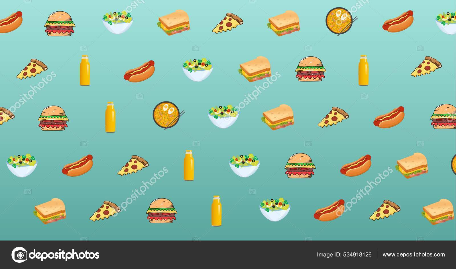 Vector Image Various Food Blue Background Copy Space Food Backgrounds ...