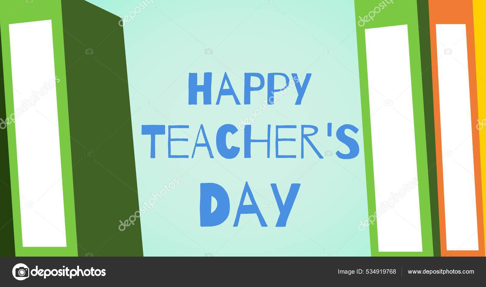 Vector Image Happy Teacher's Day Text School Books Blue Background ...
