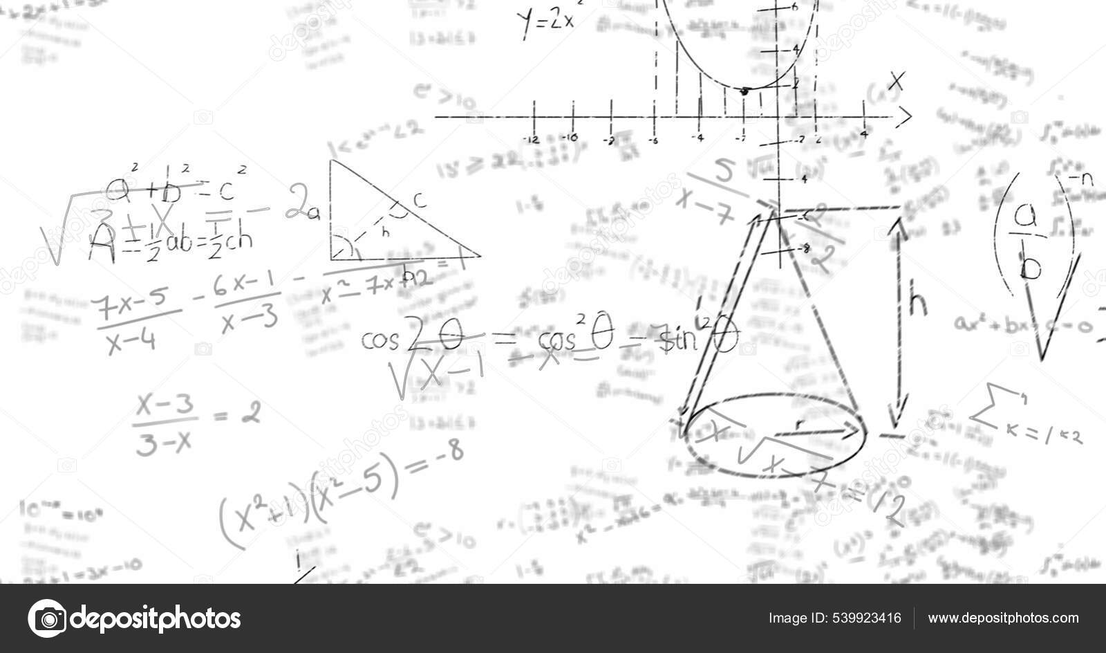 Image Black Mathematical Equations Formulae Floating White Background ...