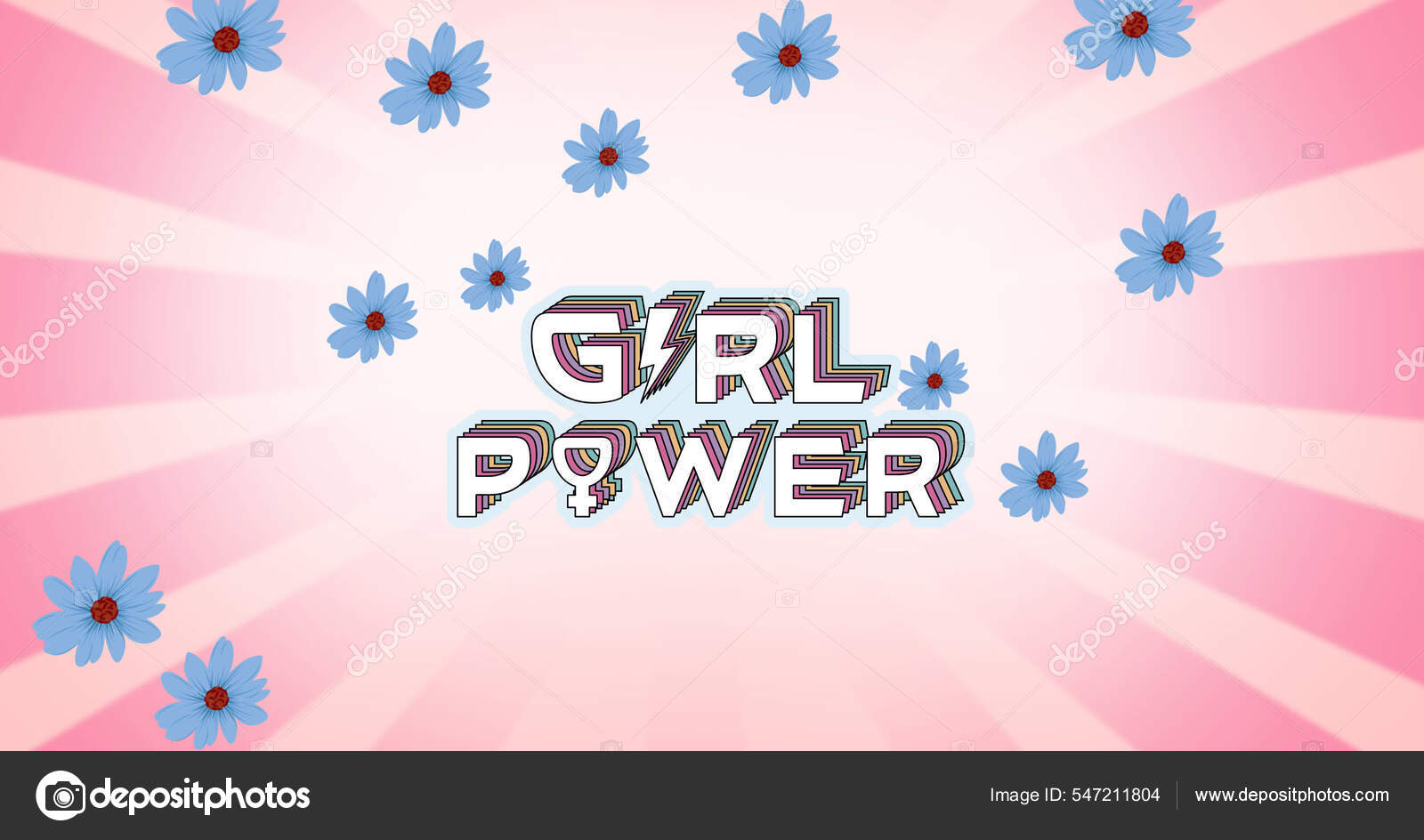 Image Girl Power Text Flying Heart Girl Power Positive Female — Stock ...