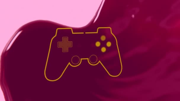 Animation Glowing Gaming Console Blue Pink Background Video Game ...