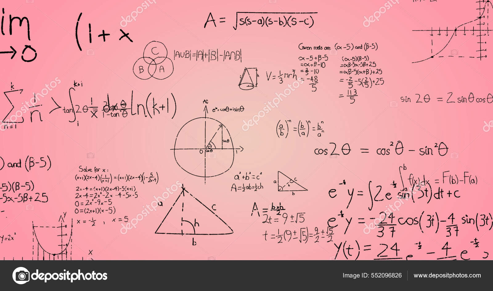 Imagem Fórmulas Matemáticas Escritas Mão Sobre Fundo Rosa Conceito ...