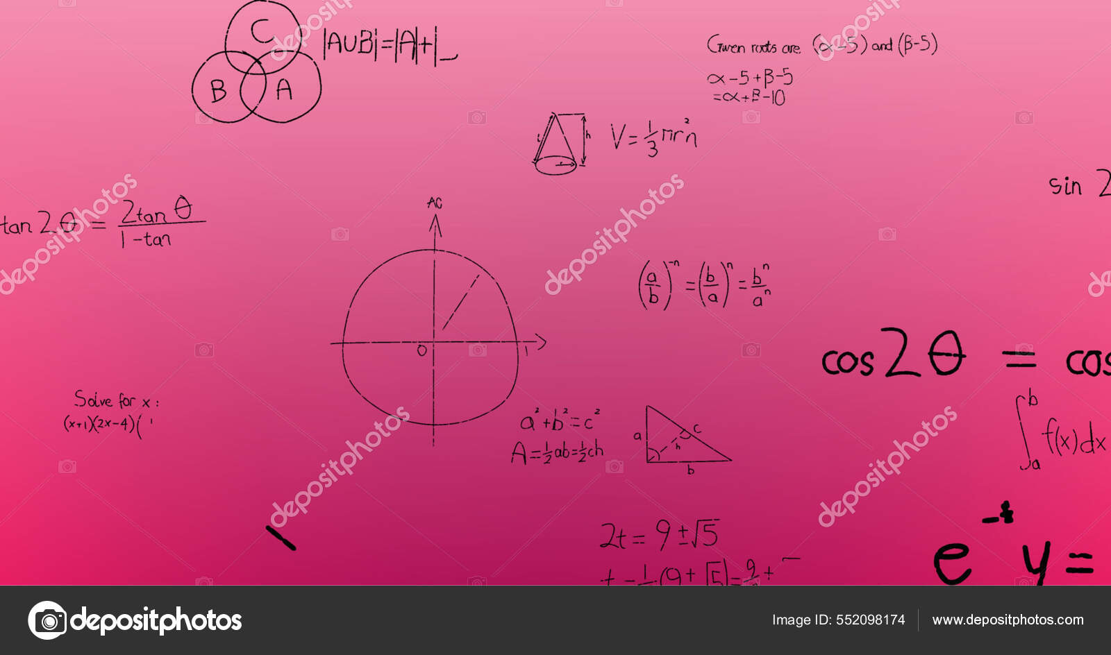 Image Hand Written Mathematical Formulae Pink Background Science ...