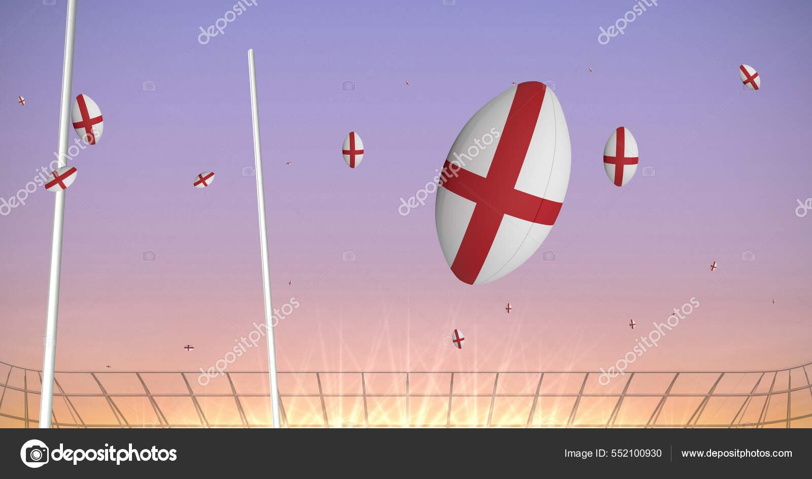 Image Rugby Balls Coloured Flag England Stadium Sport Competition ...