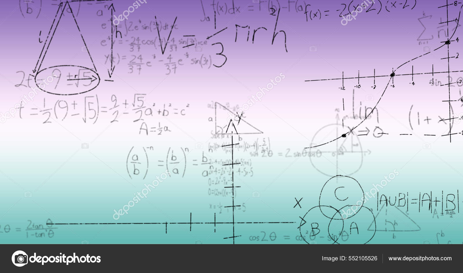 Imagen Fórmulas Matemáticas Manuscritas Sobre Fondo Azul Púrpura ...