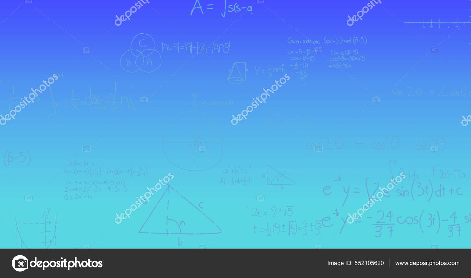 Imagen Fórmulas Matemáticas Manuscritas Sobre Fondo Azul Concepto ...