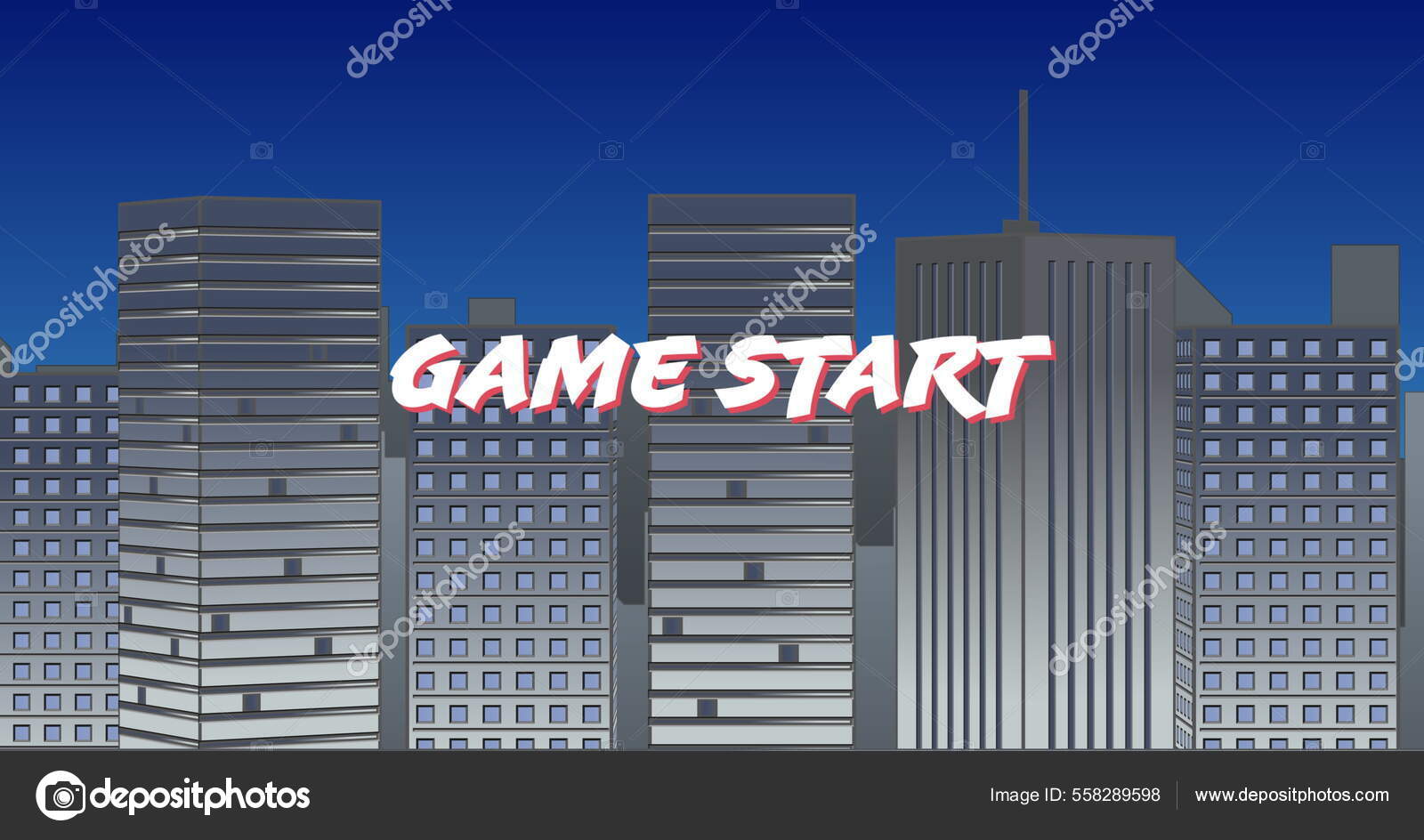 Digital Animation White Game Start Sign Zooming Screen While Background ...