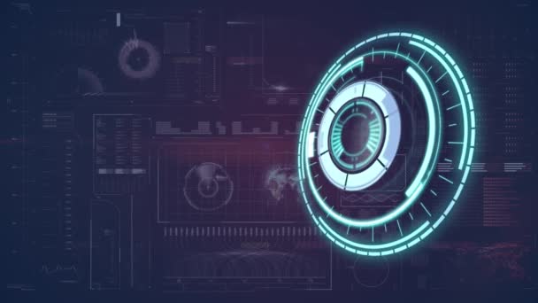 Animation Clock Data Processing Map Navy Background Global Communication Data — Stock Video ...