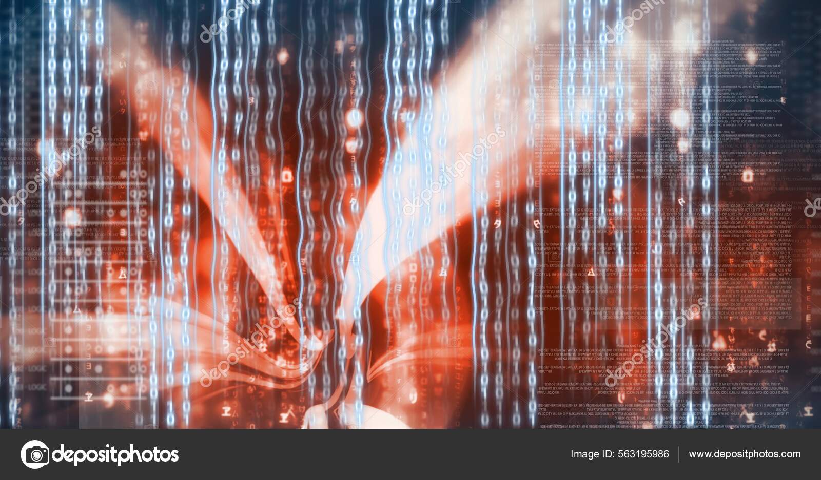 Digital Wave Binary Coding Data Processing Orange Background Cyber Security — Stock Photo ...
