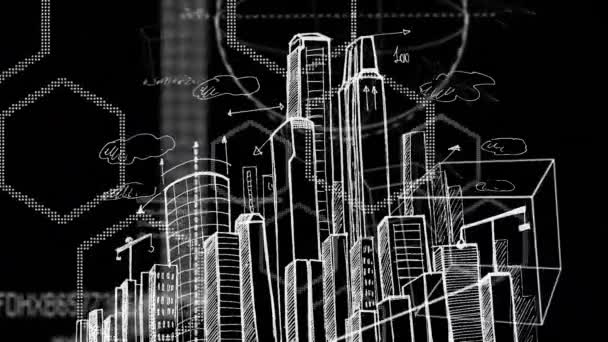 Mathematical Equations Formulas Floating Cityscape Sketch Black Background School Education ...