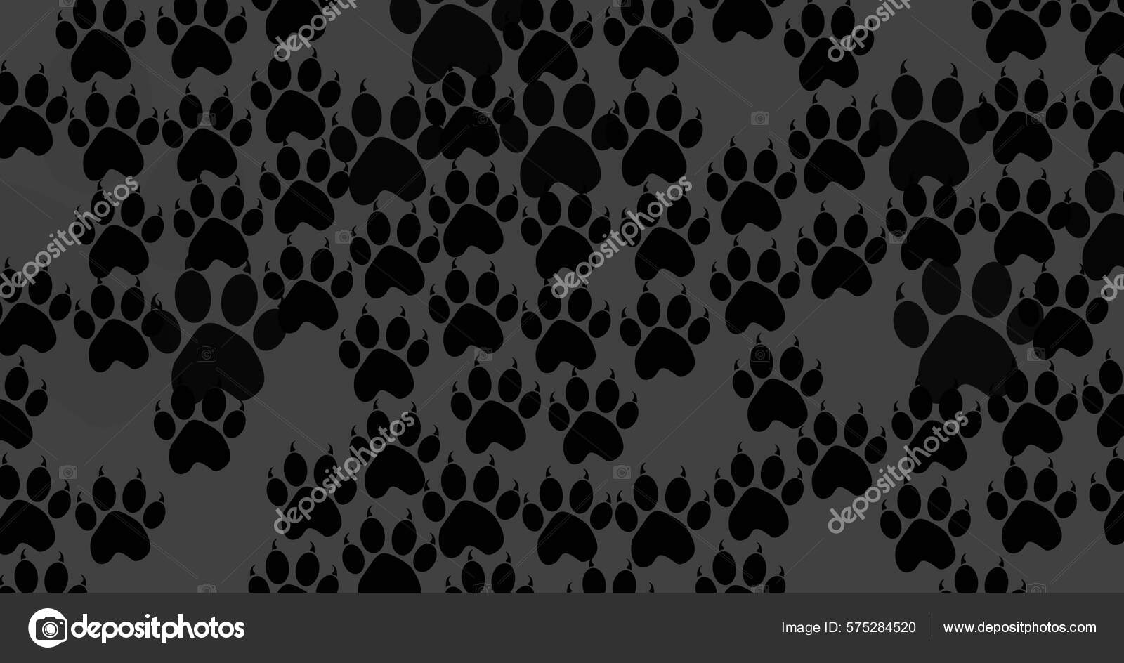 Image Black Dog Paw Prints Filling Dark Grey Background Walk Stock ...