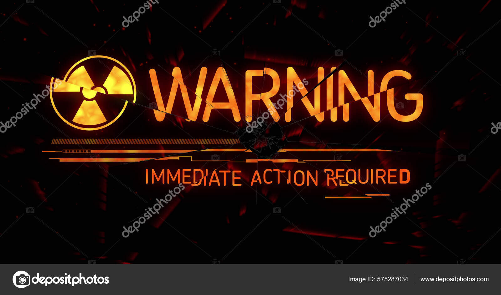 Image Warning Text Biohazard Symbol Black Background Emergency Nuclear ...