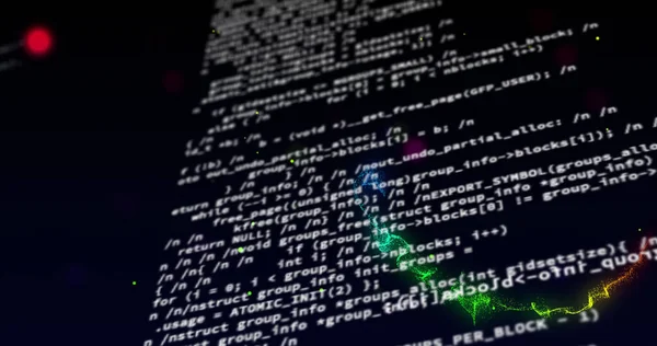 Image of colourful shapes over data processing. digital interface and ...