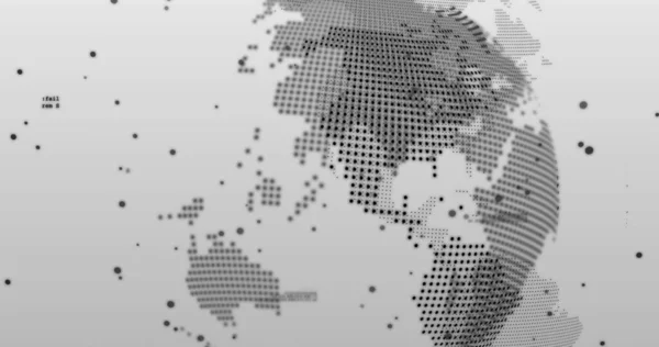 Image of data processing over rotating globe on grey background. global data processing, network ...