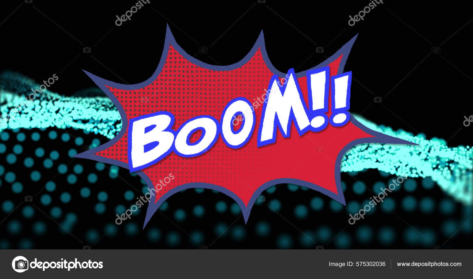 Image Boom Text Blue Dots Black Background Social Media Communication ...