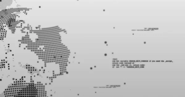 Image of data processing over rotating globe on grey background. global data processing, network ...